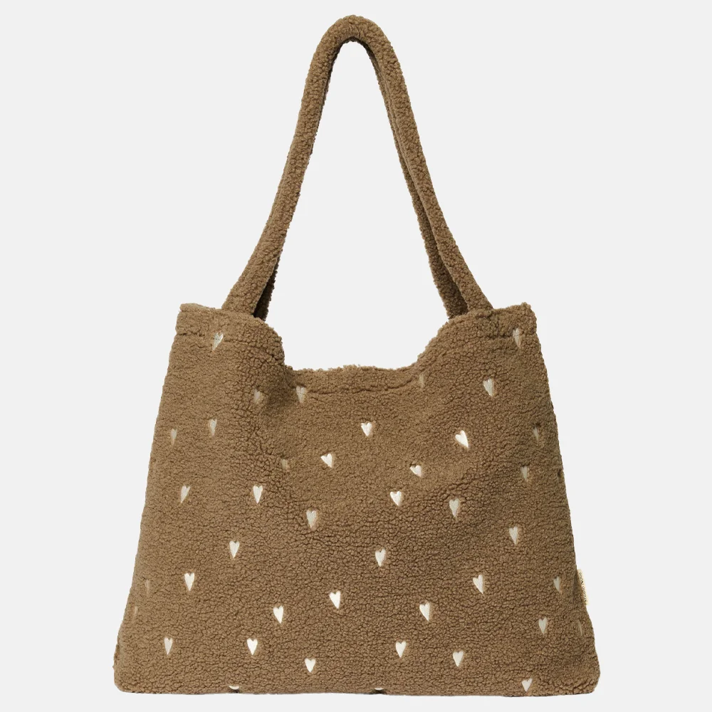 Studio Noos mom bag teddy hearts shopper brown | 022098-Bruin