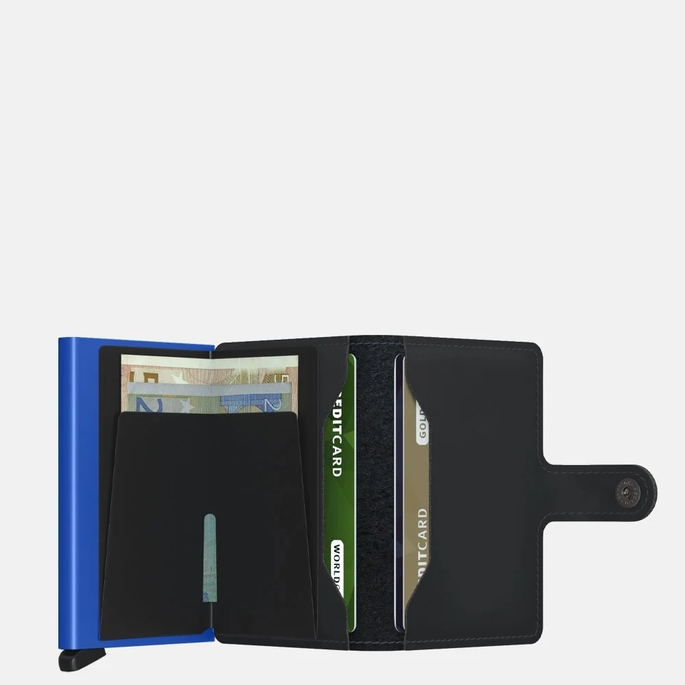 Secrid Miniwallet pasjeshouder matte black & blue | 017566-Zwart