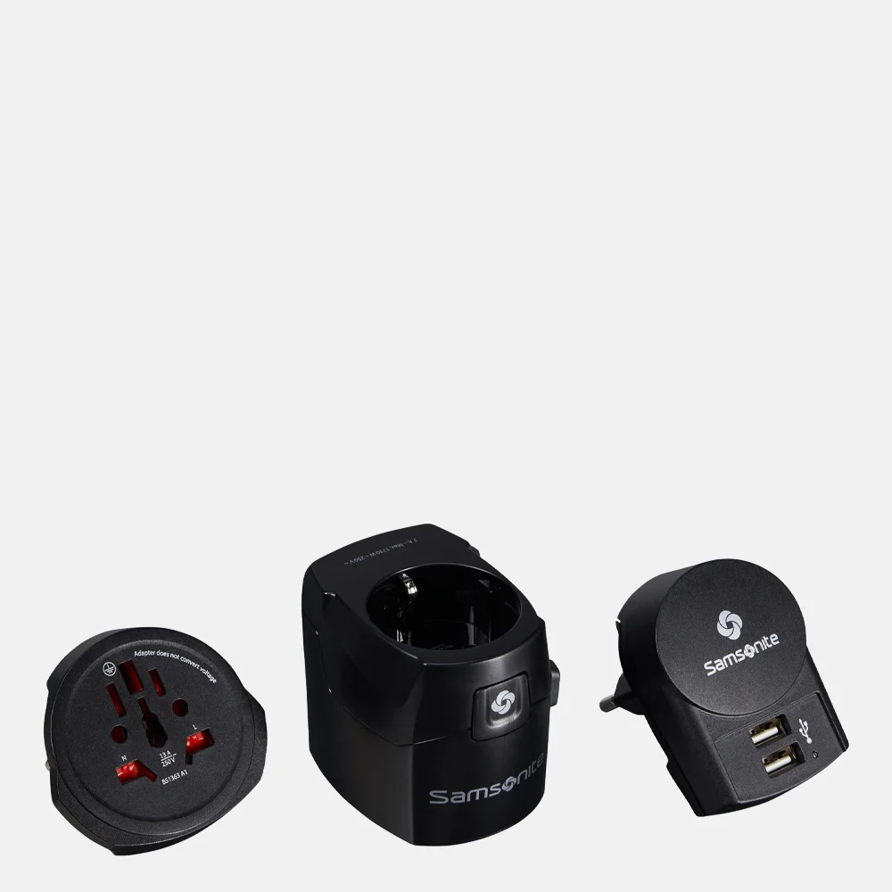 Samsonite World Adaptor Pro 3 + USB black | 019742-Zwart