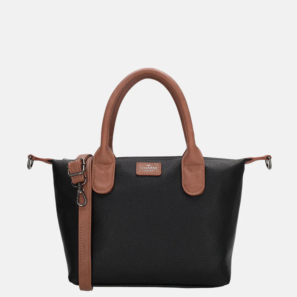 Charm London Buckingham Palace handtas M zwart/cognac | 023461-Zwart