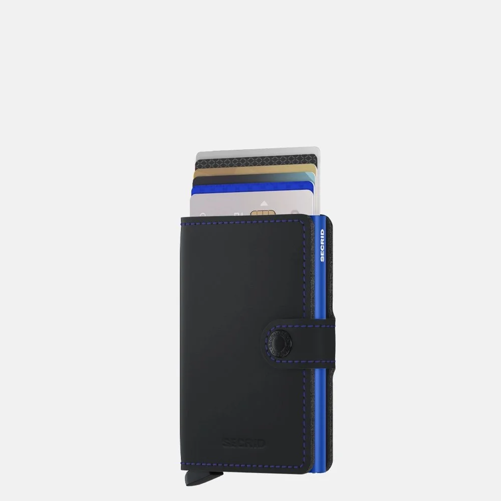 Secrid Miniwallet pasjeshouder matte black & blue | 017566-Zwart