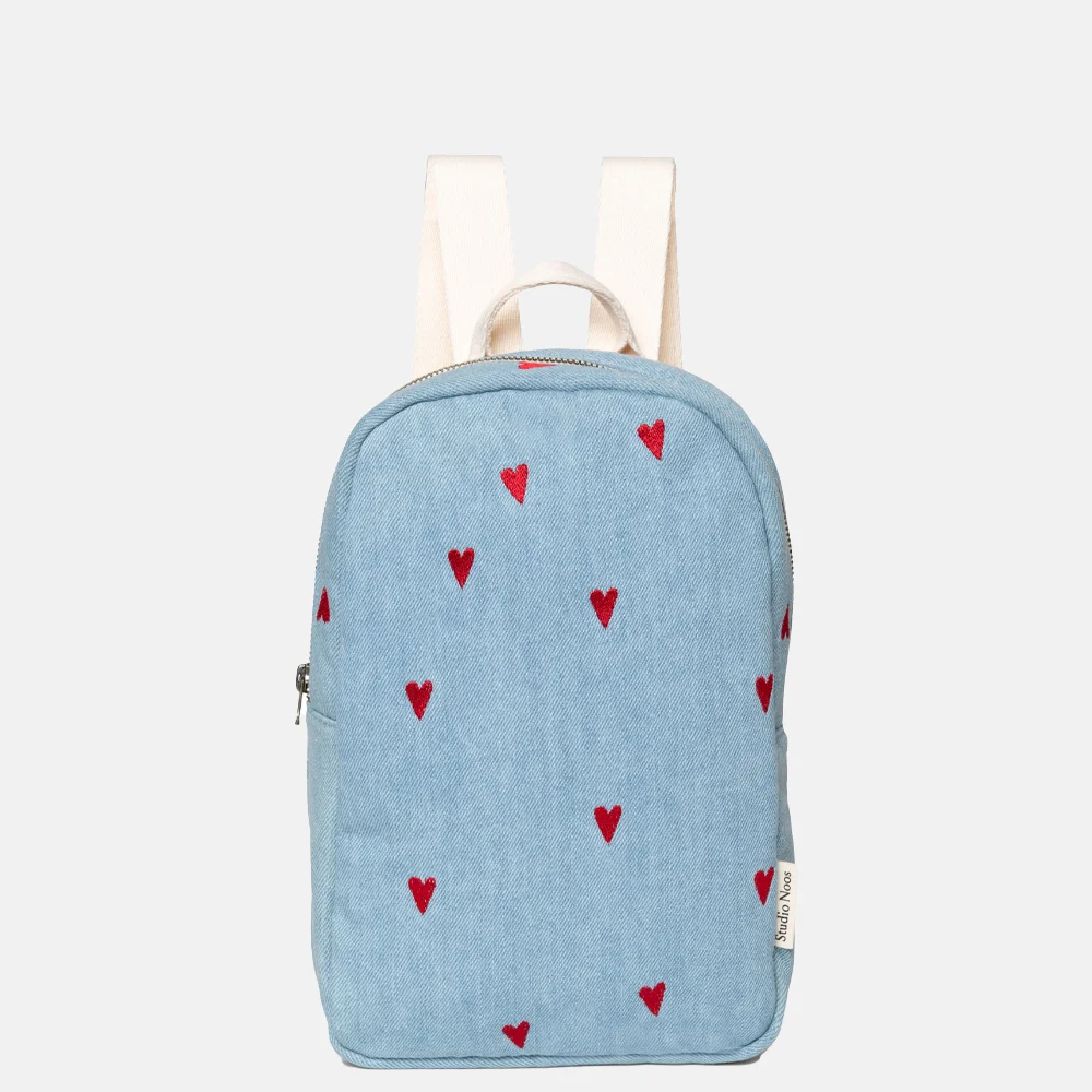 Studio Noos Denim Hearts mini kinderrugzak denim | 023661-Blauw