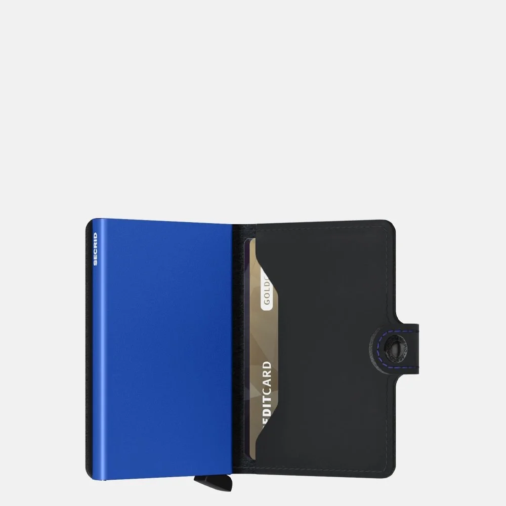 Secrid Miniwallet pasjeshouder matte black & blue | 017566-Zwart